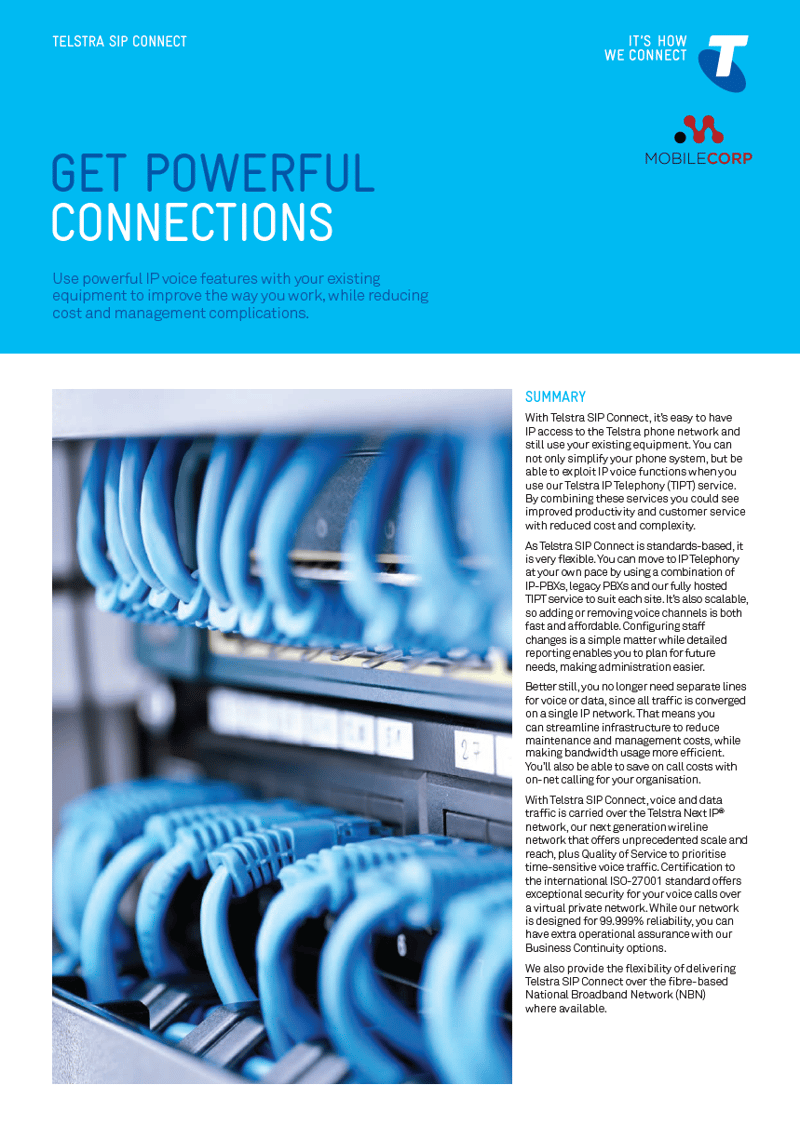 Telstra SIP Connect | MobileCorp Telstra Data + IP Partner